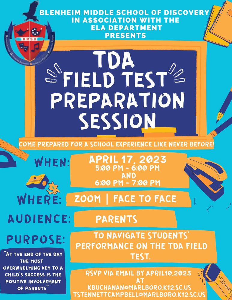 TDA Field Test Preparation | Blenheim Middle School of Discovery